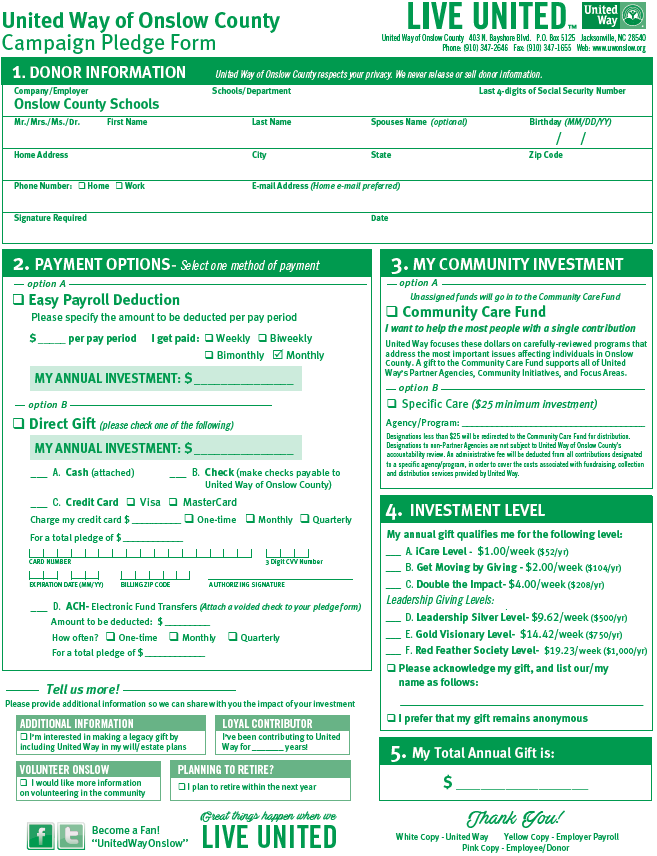 Campaign Materials | United Way of Onslow County
